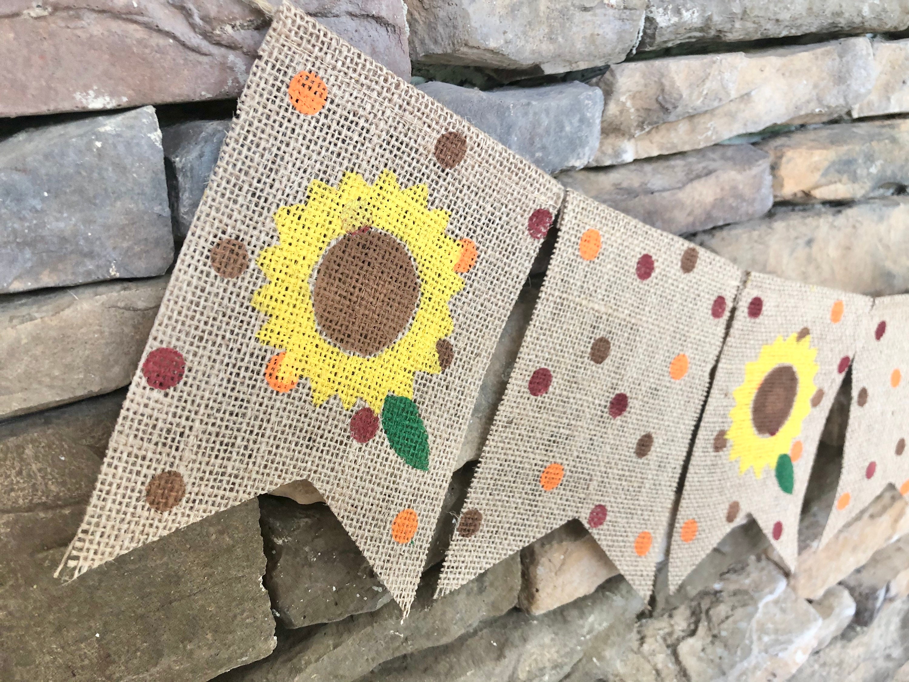 Sunflower Banner Sunflower Burlap Banner Fall Banner | Etsy