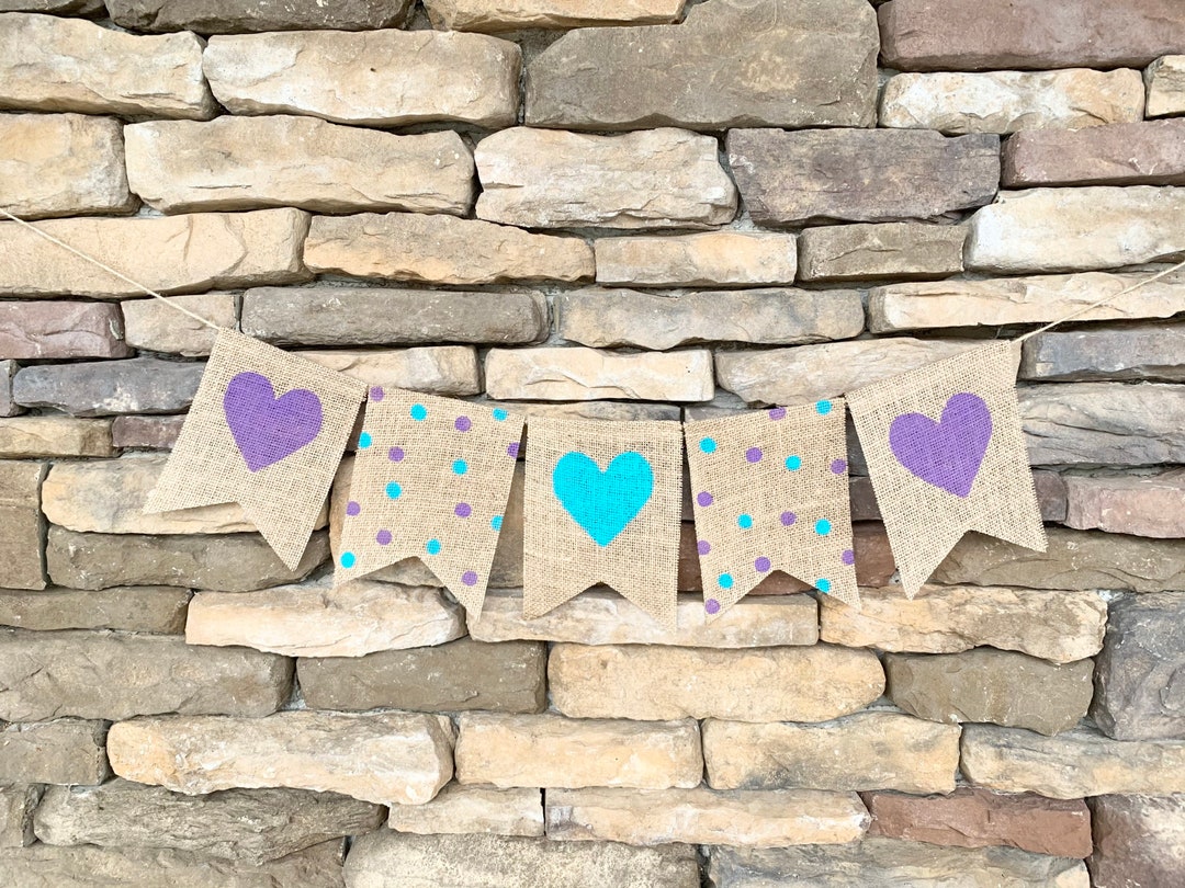 Valentine Banner, Valentine Burlap Banner, Valentine's Day Decor, Heart ...