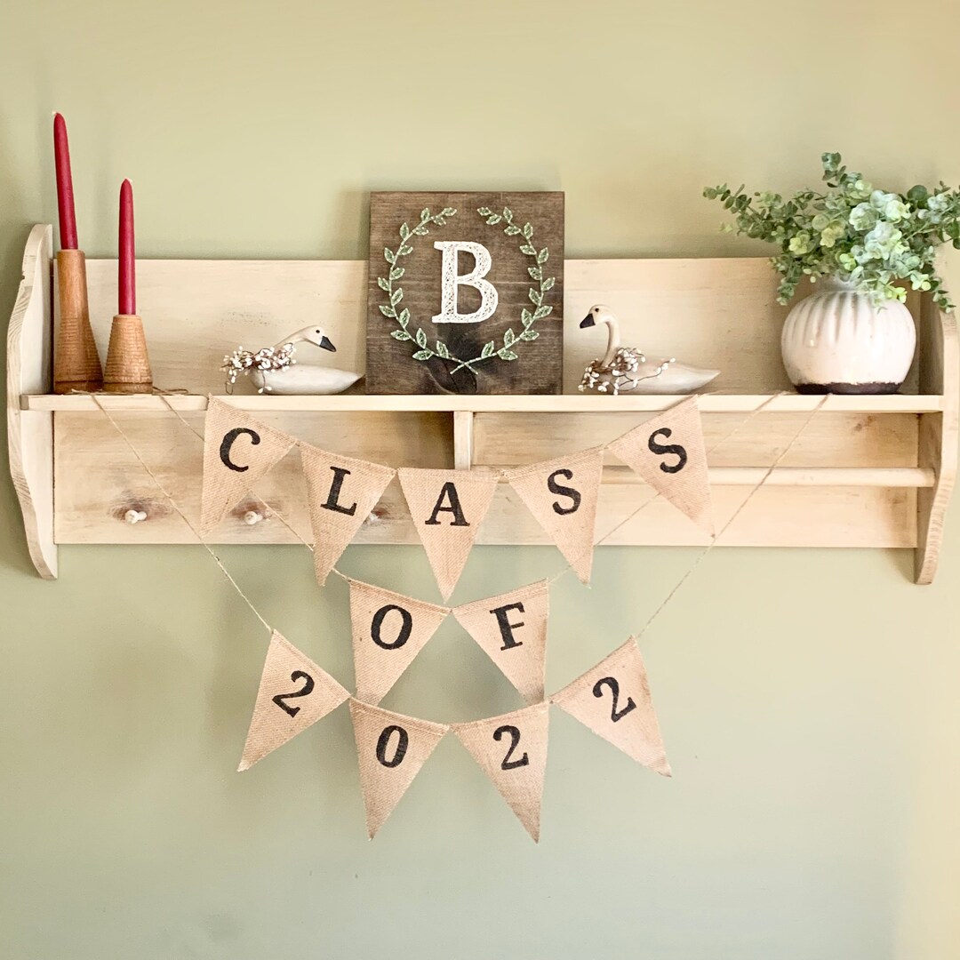 Graduation Burlap Banner, Class of Banner, Graduation Party Decor ...