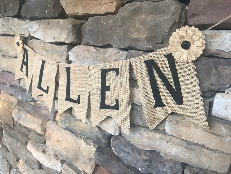Name banner last name burlap banner burlap name banner | Etsy
