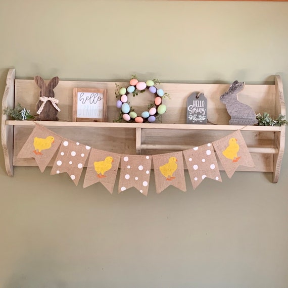 Chick Burlap Banner Chick Banner Easter Garland Easter - Etsy