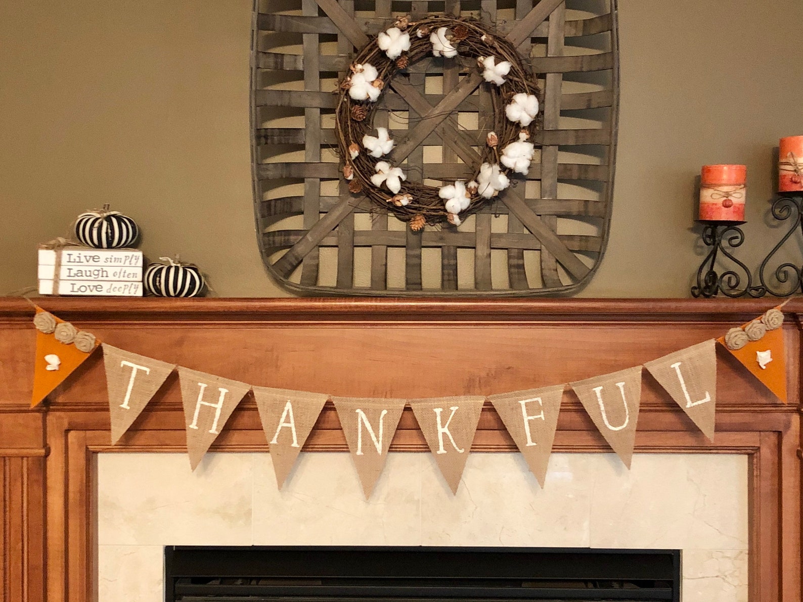 Thankful Banner, Pumpkin Pie Banner, Thankful Burlap Banner ...