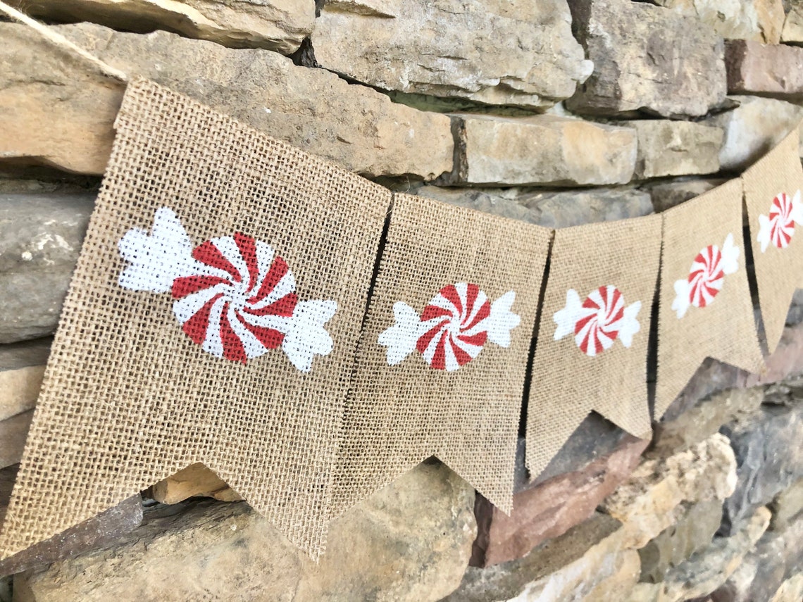 Peppermint Banner, Peppermint Christmas Banner, Peppermint Burlap ...