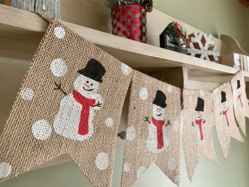 Snowman Banner Snowman Burlap Banner Winter Banner - Etsy