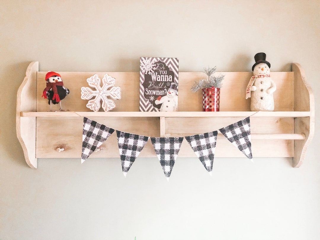 Buffalo Plaid Banner, Buffalo Plaid Burlap Banner, Christmas Banner ...