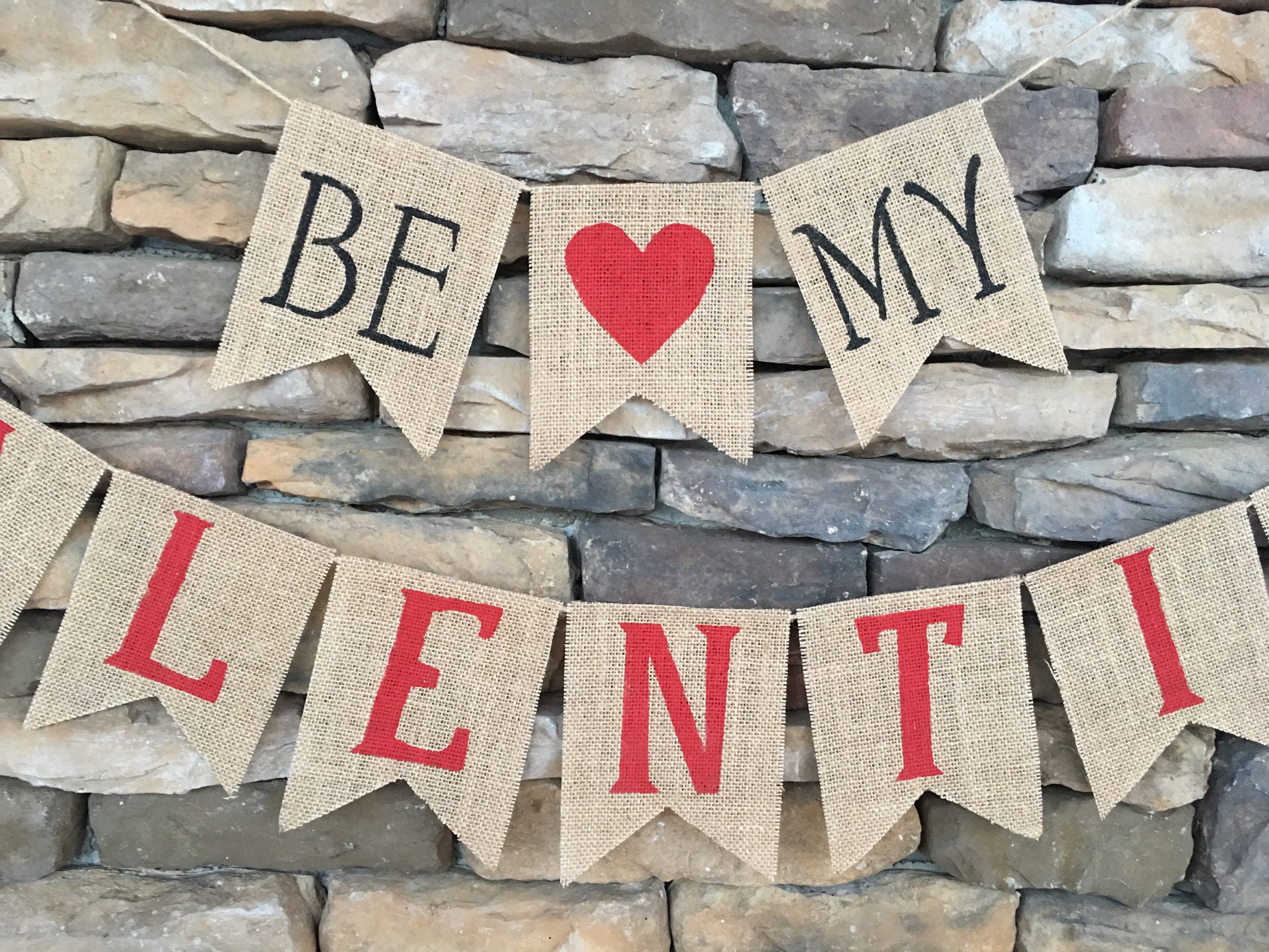 Be My Valentine Banner Valentine Burlap Banner - Etsy