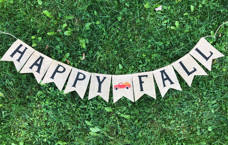 Happy Fall Burlap Banner Happy Fall Banner Fall Banner | Etsy