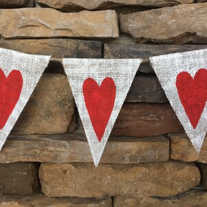 Valentine Burlap Banner, Valentine's Day Decor, Heart Bunting, Heart ...