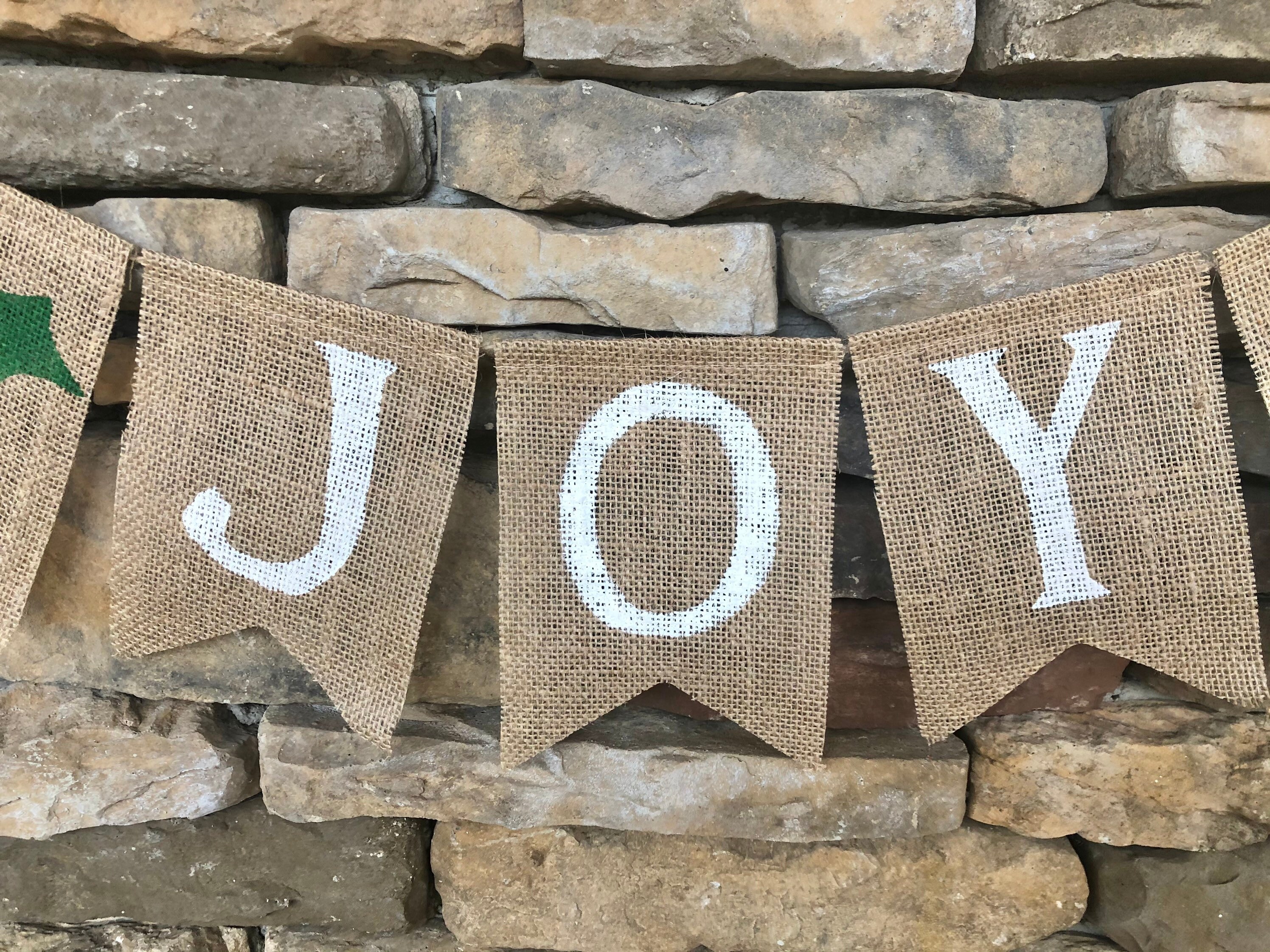 Joy Christmas banner holly berry banner Christmas mantel | Etsy