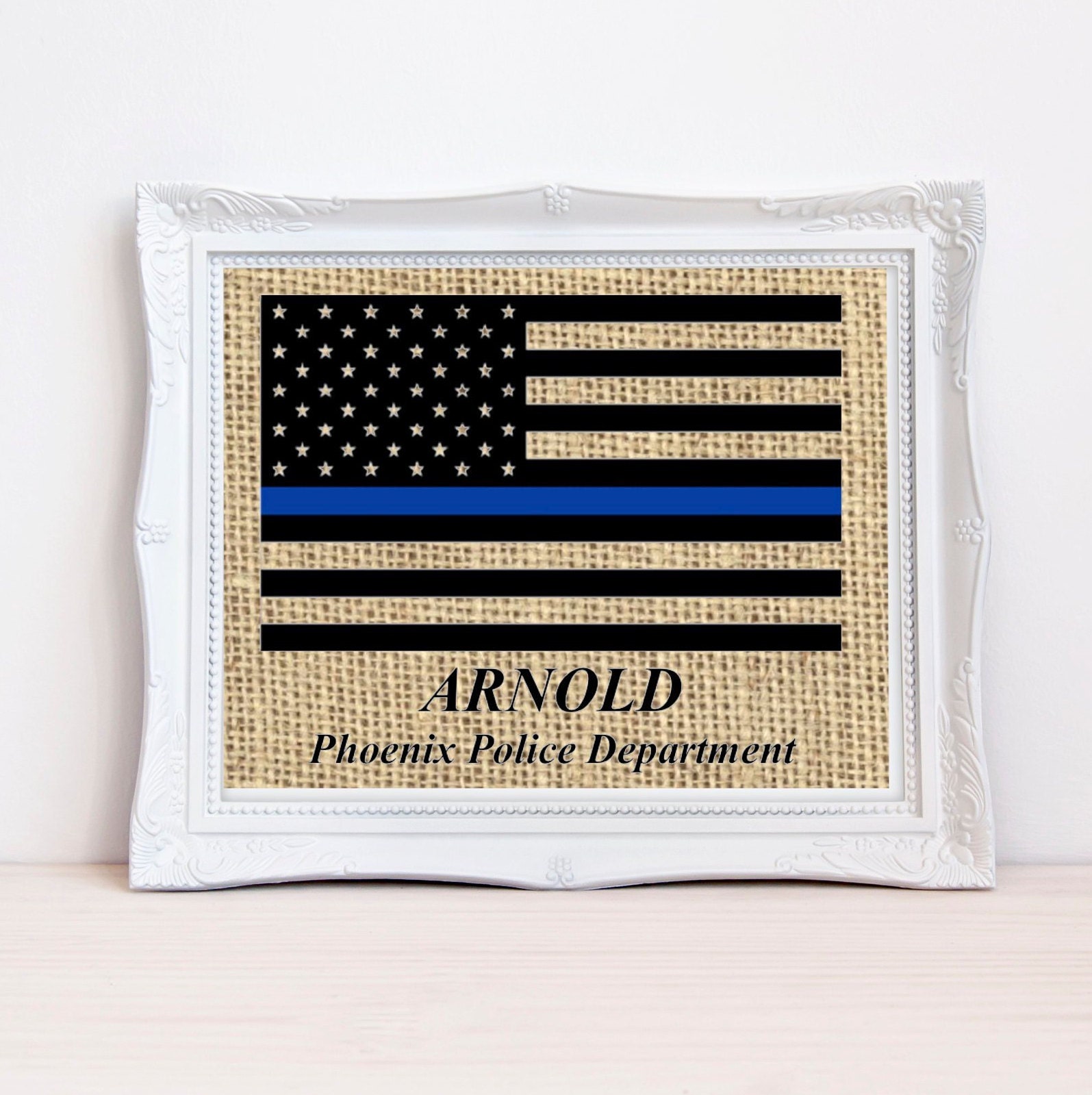 Thin blue line print personalized police officer gift | Etsy