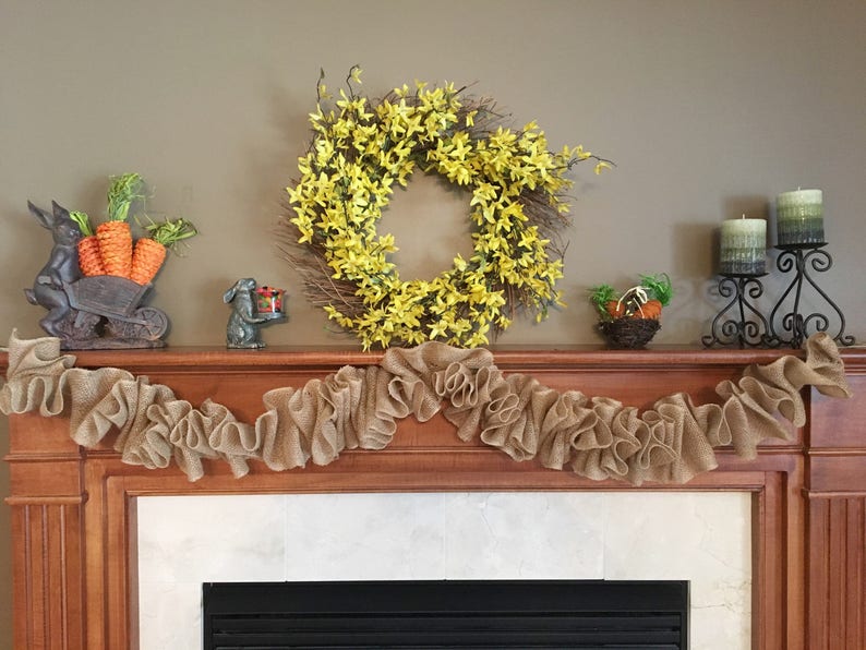 Burlap Garland Ruffle Burlap Garland Mantel Decor Rustic - Etsy