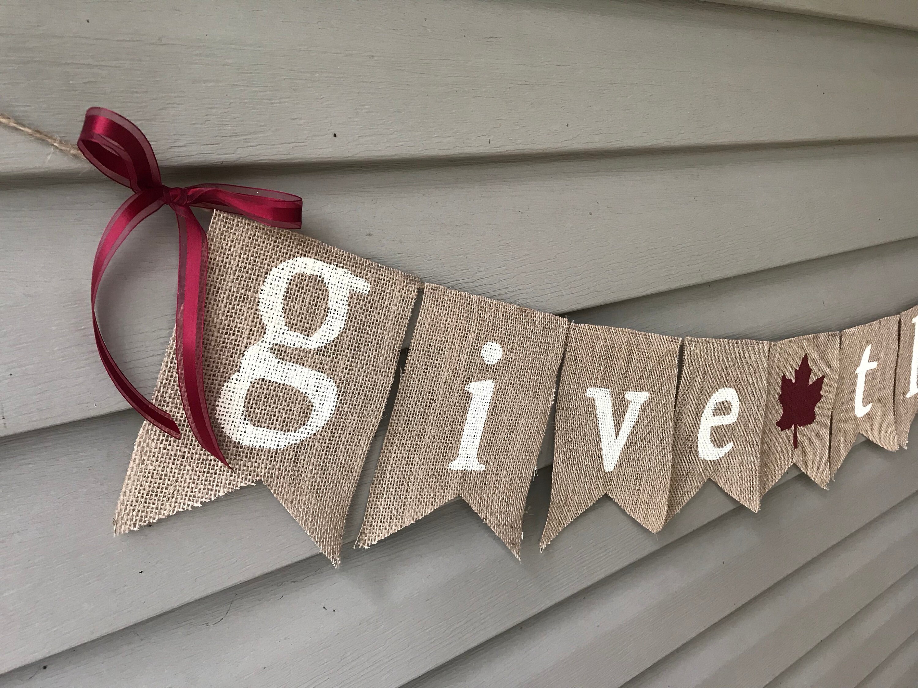 Give Thanks Banner - Thanksgiving Banner - Burlap Banner - Thanksgiving ...