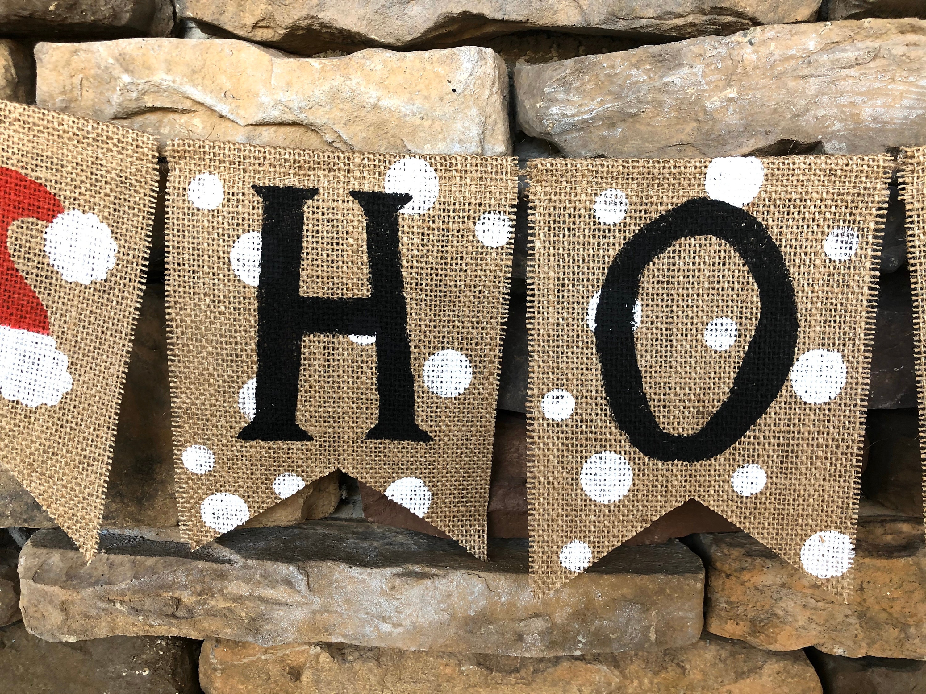 Ho Ho Ho banner Christmas banner Santa hat banner Christmas | Etsy