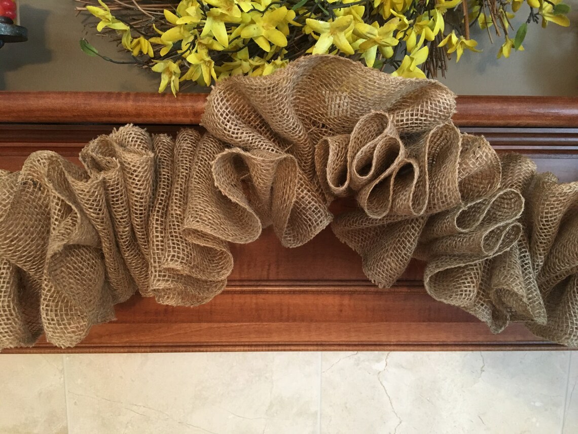 Burlap Garland Ruffle Burlap Garland Mantel Decor Rustic | Etsy