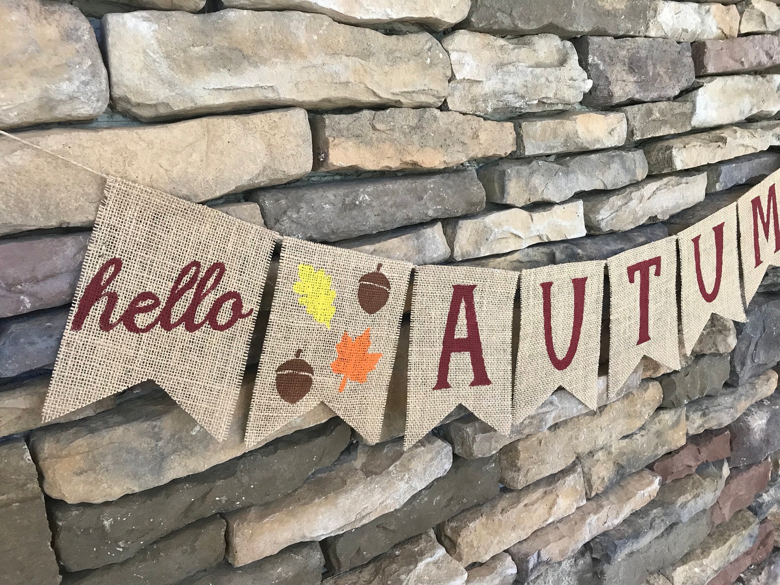 Fall Burlap Banner Fall Banner Fall Garland Hello Autumn - Etsy