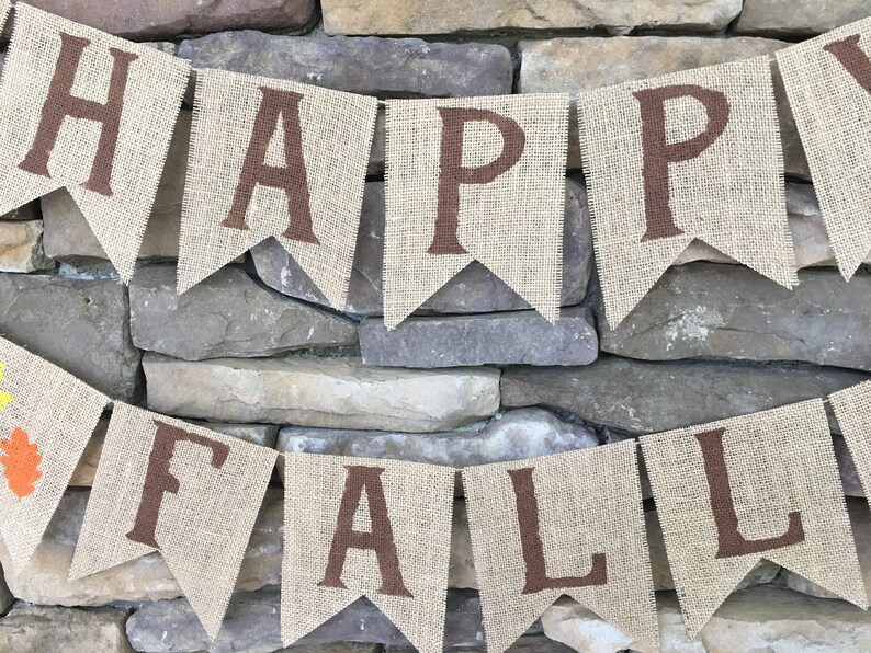 Happy Fall Burlap Banner, Happy Fall Banner, Burlap Banner, Fall Banner ...