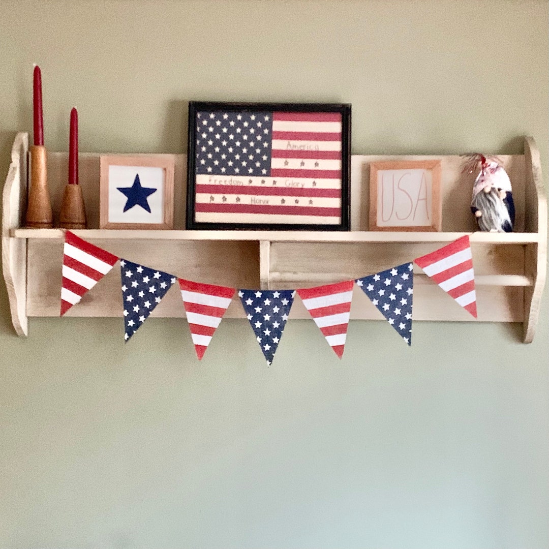 4th of July Banner, Memorial Day Banner, Patriotic Decor, Flag Burlap ...