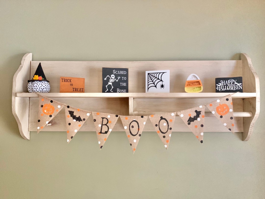 Halloween Burlap Banner, Boo Burlap Banner, Boo Banner, Halloween ...
