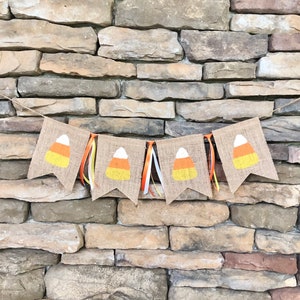 Candy Corn Burlap Bunting, Candy Corn Bunting, Candy Corn Decor, Fall ...