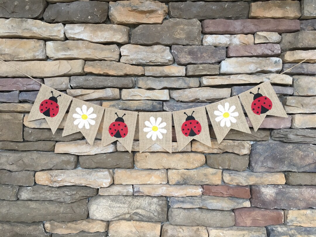 Ladybug Banner, Daisy Banner, Ladybug and Daisy Banner, Ladybug Burlap ...