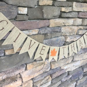 Give Thanks Banner, Give Thanks Burlap Banner, Thanksgiving Banner ...