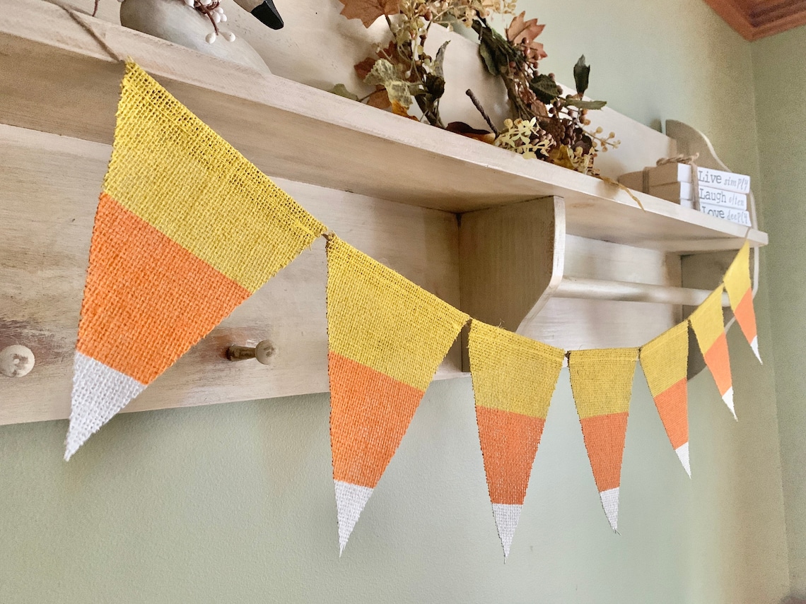 Candy Corn Burlap Banner Candy Corn Banner Candy Corn Decor | Etsy