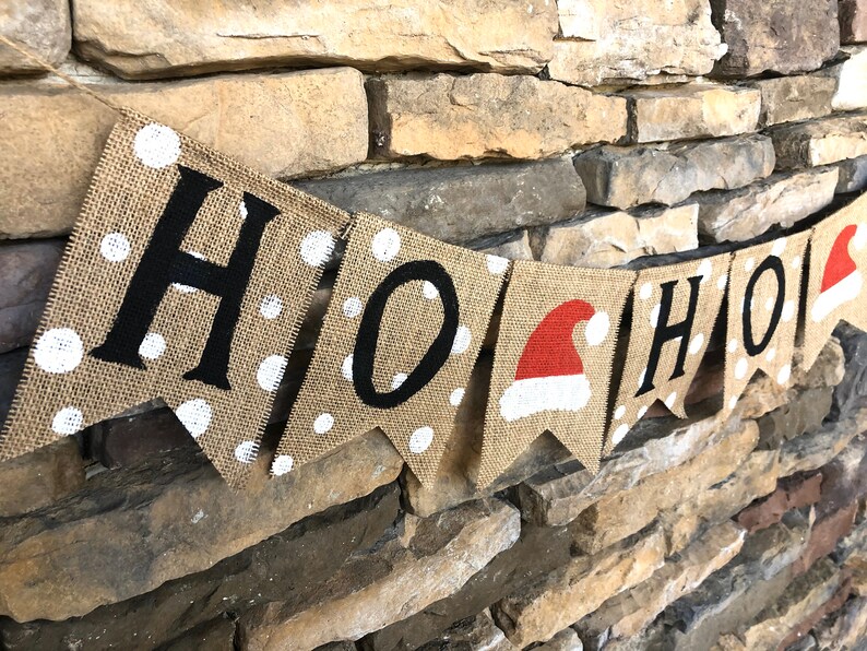 Ho Ho Ho Banner Christmas Banner Santa Hat Banner Christmas | Etsy