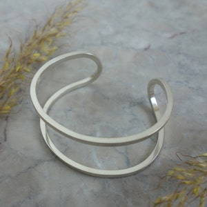 Double U Cuff - Sterling Silver 925 - Modern Minimalist Open Bangle ...