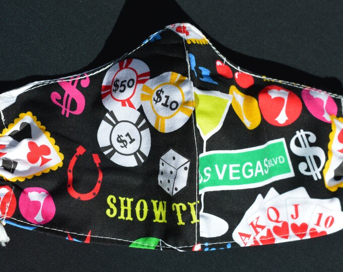 Las Vegas Sin City Face Mask Black Red Green Lady Luck 100% - Etsy