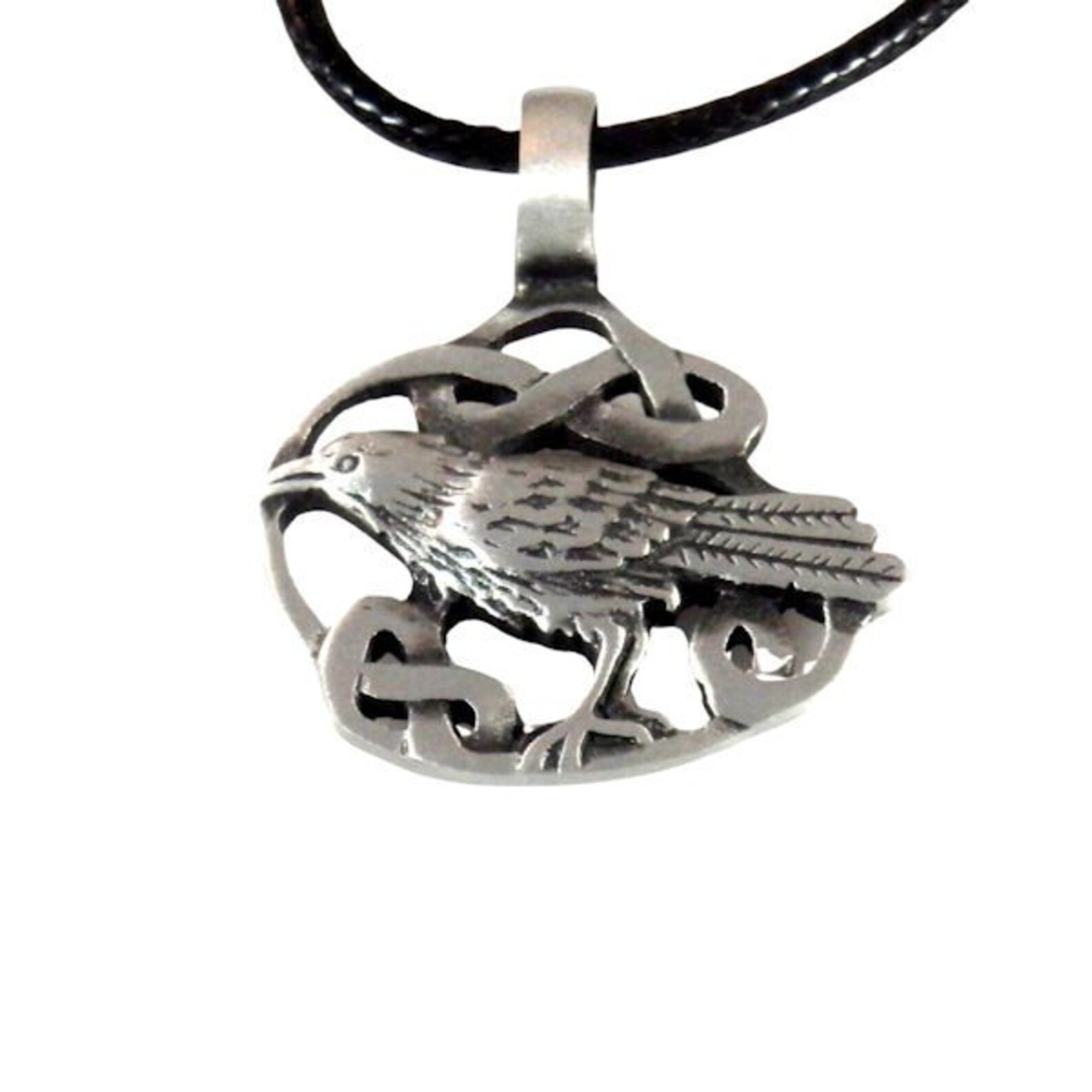 Knotwork Raven Necklace on a Black Cord 1690 - Etsy