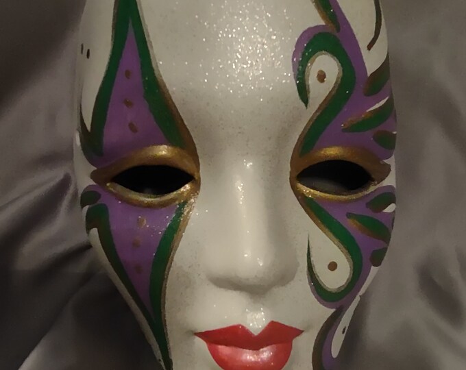 Porcelain Mask White, Purple and Greenw/ Gold Speckles - Etsy