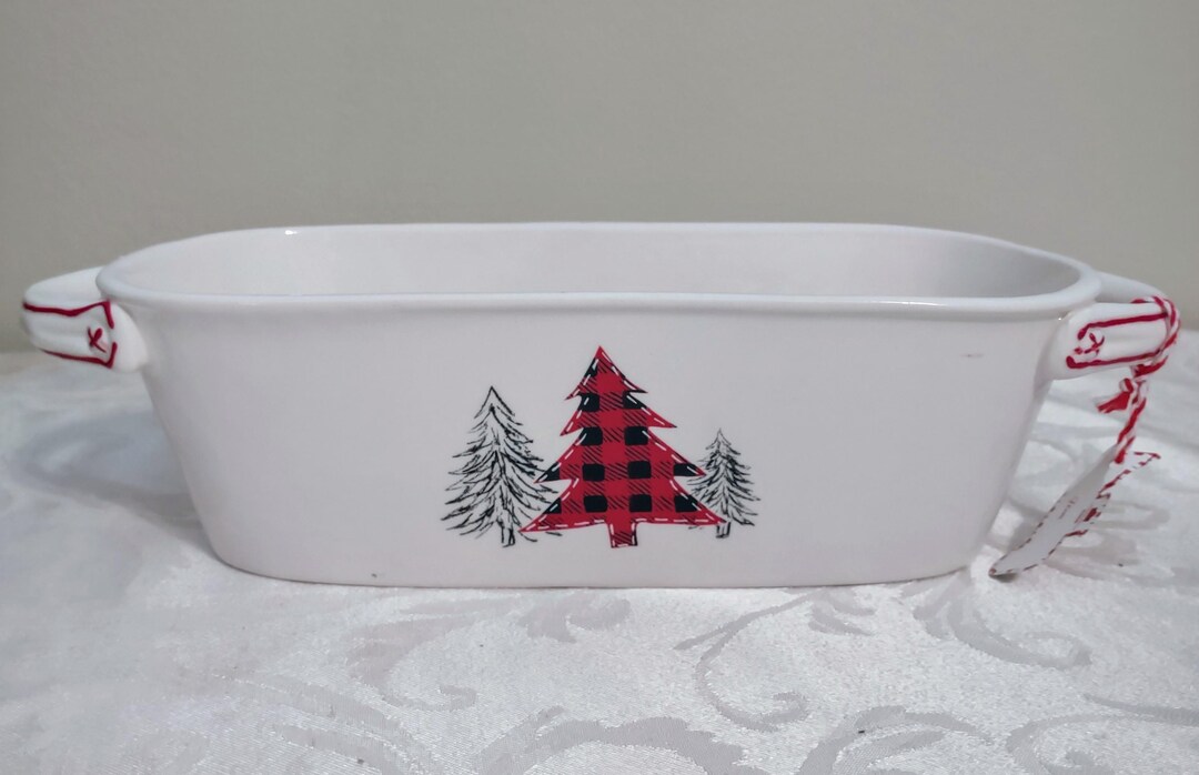Christmas Winter Wishes White With Red Ceramic Serving Dish - Etsy