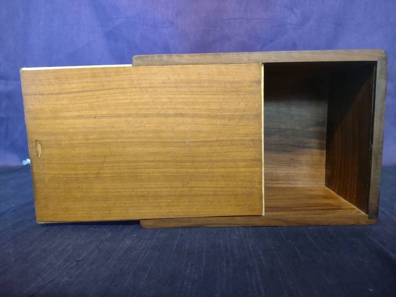 9 Vintage Hand Carved Wood Box With Bottom Slide Out Lid - Etsy