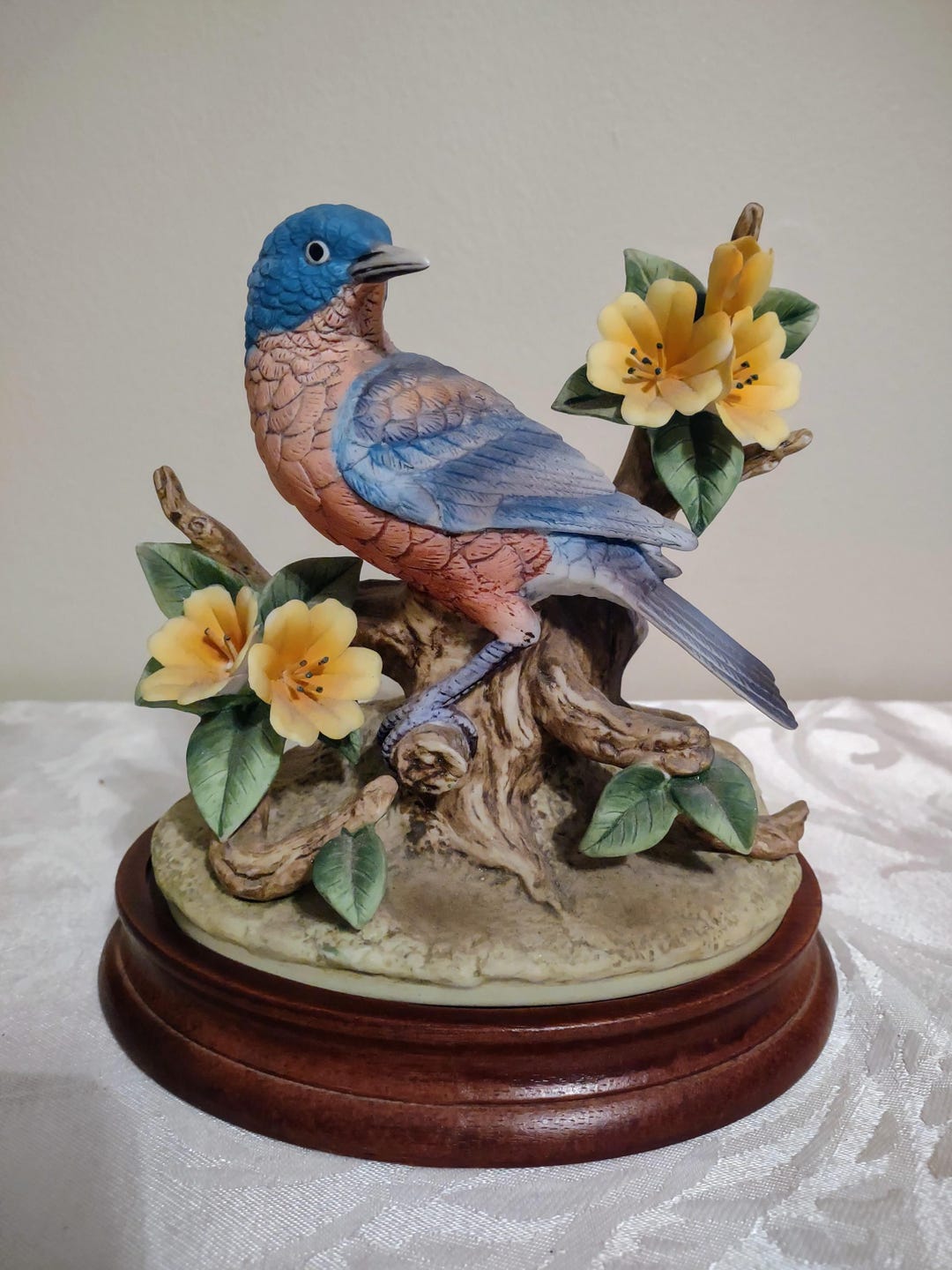 Andrea by Sadek Porcelain Bluebird With Yellow Flowers Figurine and ...