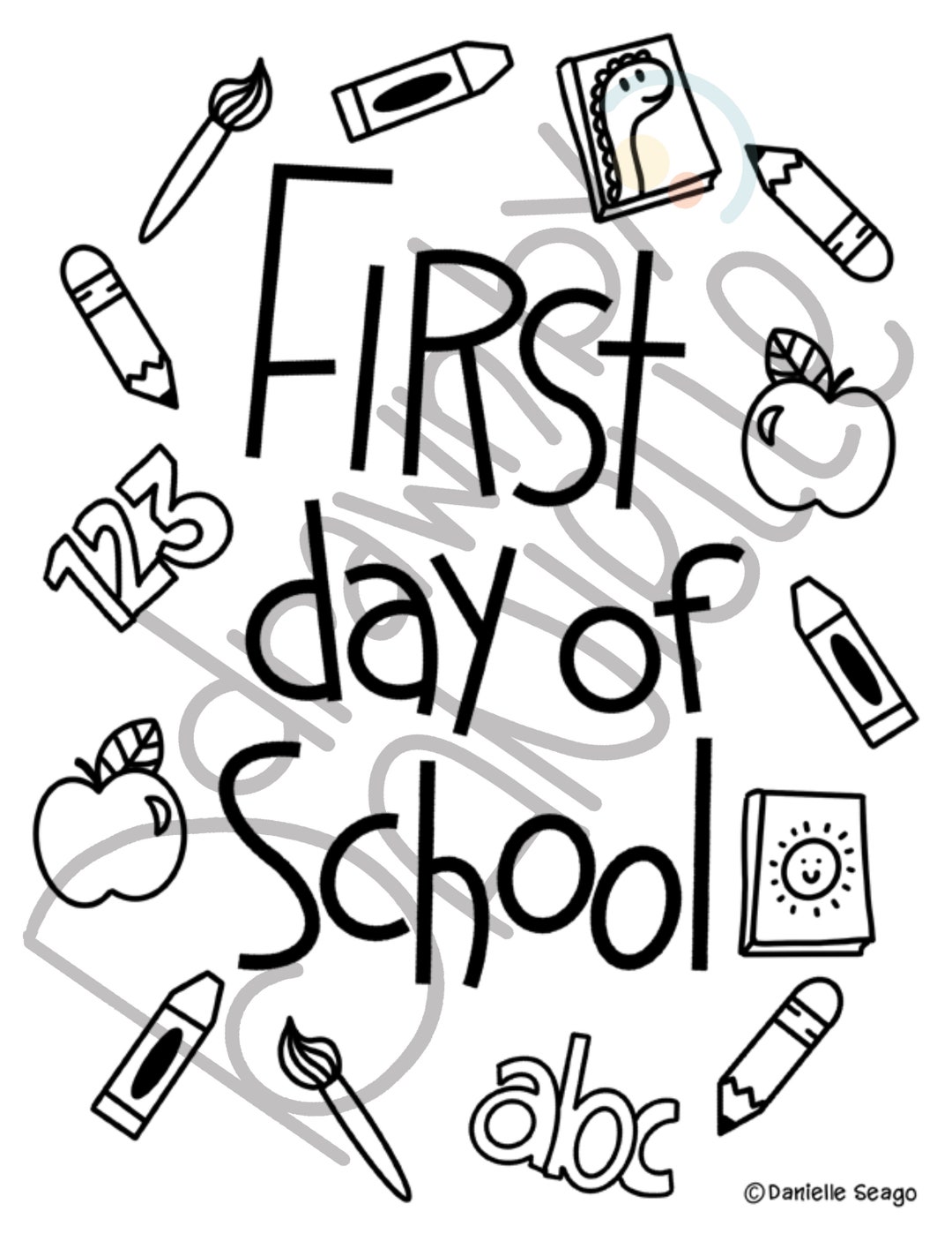 First Day of School Coloring Page - Etsy