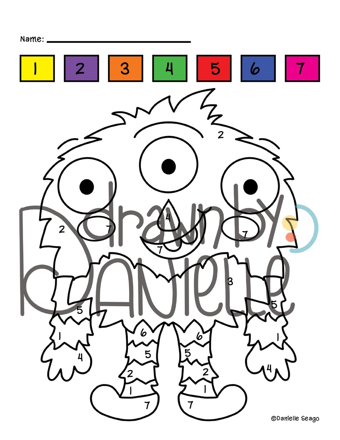 Color by Number Monster - Etsy