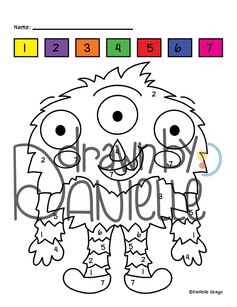 Color by Number Monster - Etsy