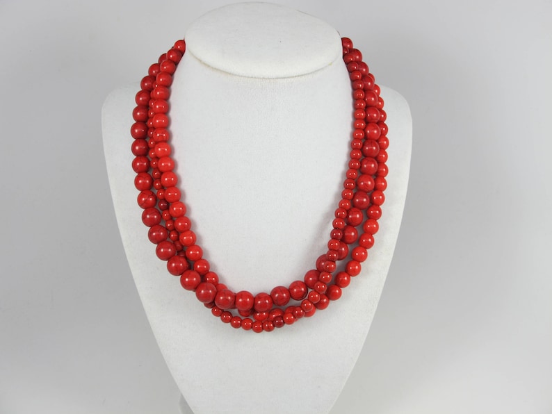 Chunky Red Turquoise Necklace, Multi Strand Statement Necklace Stone ...