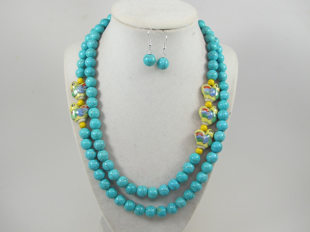 Chunky Boho Boho Kette, Türkis Kette, große Türkis Stein Perlen, Türkis ...
