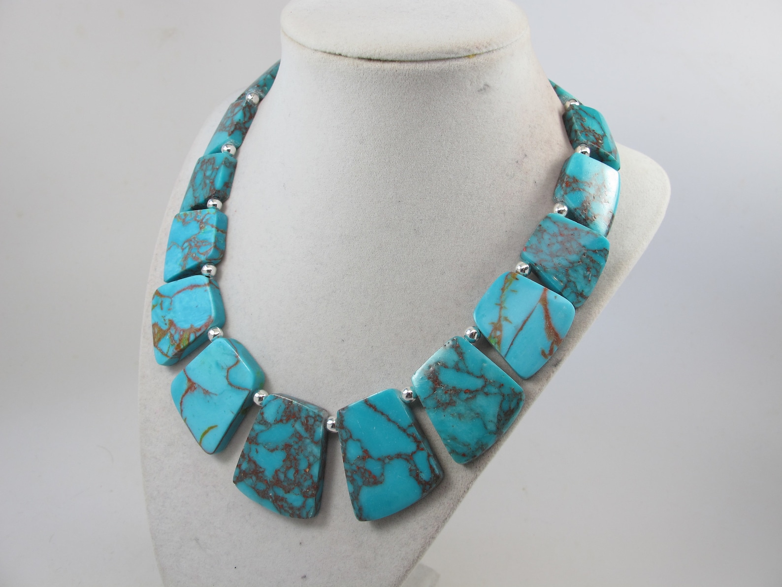Chunky Turquoise Necklace, Multi Strand Statement Turquoise Necklace ...