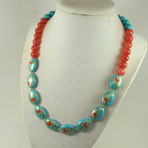 Chunky Ruby and Turquoise Necklace ,multi Strand Statement Turquoise ...