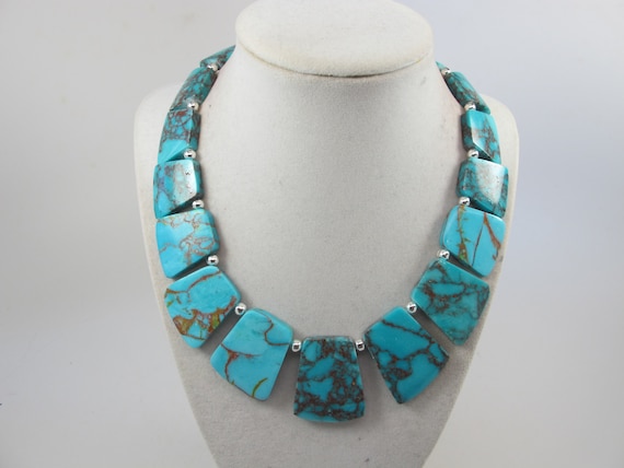 Chunky Turquoise Necklace Multi Strand Statement Turquoise Necklace Stone Necklace Synthetic Turquoise Beads Turquoise Statement Jewelry Etsy UK