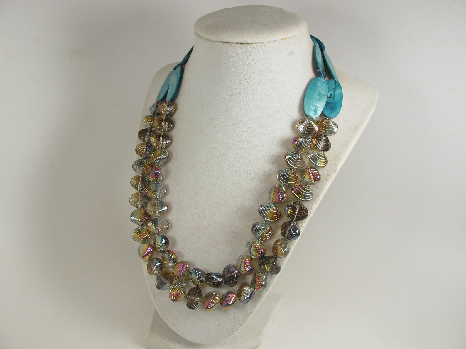 Chunky Turquoise Mother of Pearl Necklace Multi Color Teal - Etsy