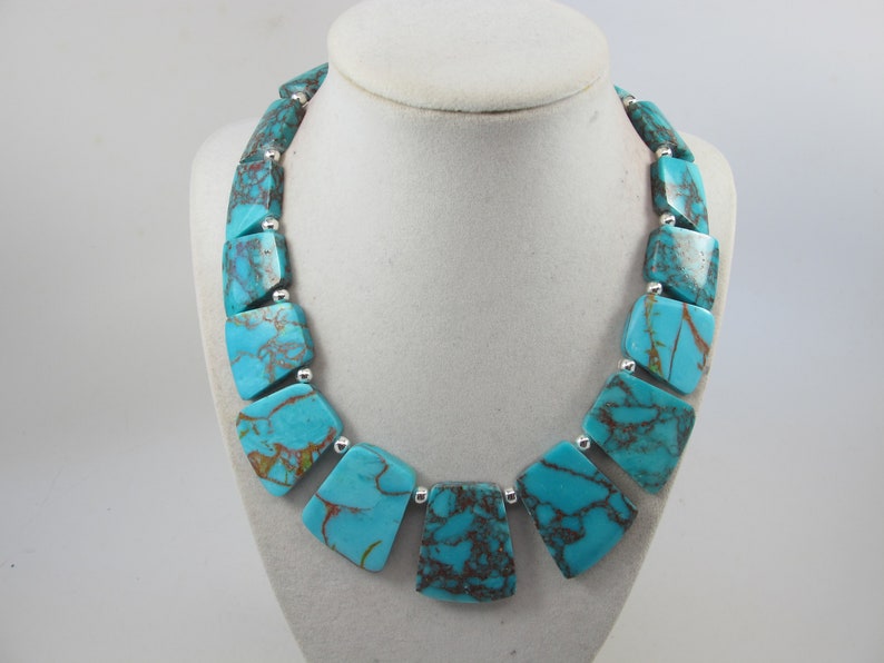 Chunky Turquoise Necklace, Multi Strand Statement Turquoise Necklace ...