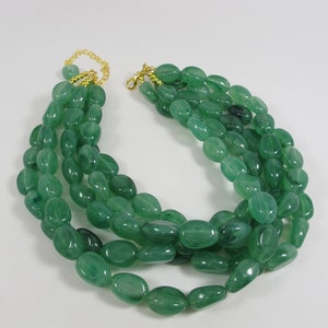 Chunky Forest Green Necklace, Multi Strand Statement Apple Green ...