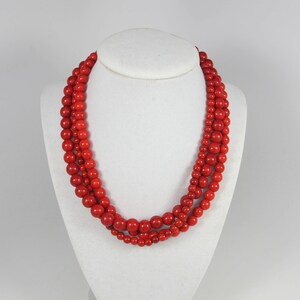 Chunky Red Turquoise Necklace, Multi Strand Statement Necklace Stone ...