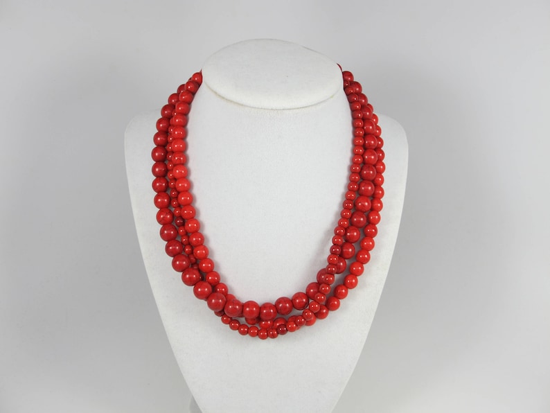 Chunky Red Turquoise Necklace, Multi Strand Statement Necklace Stone ...