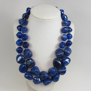 Chunky Navy Blue Statement Necklace,multi Strand Blue Statement ...