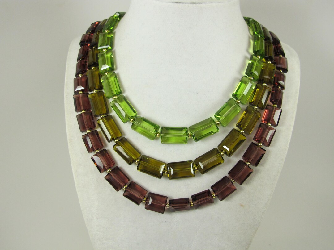 Chunky Olive Green Crystal Necklace, Multi Strand Statement Jewelry - Etsy
