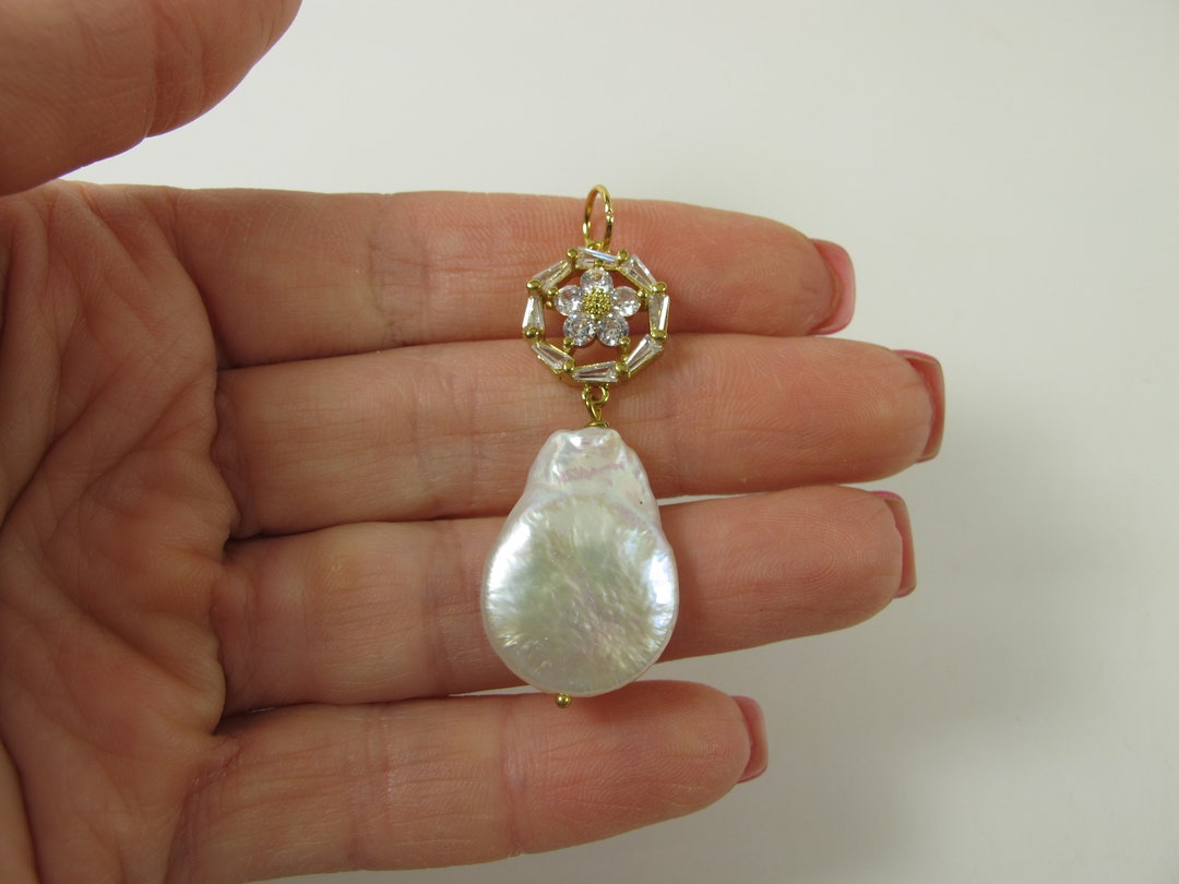 Genuine Large Baroque Pendant, Baroque Pearl Necklace,white Huge ...